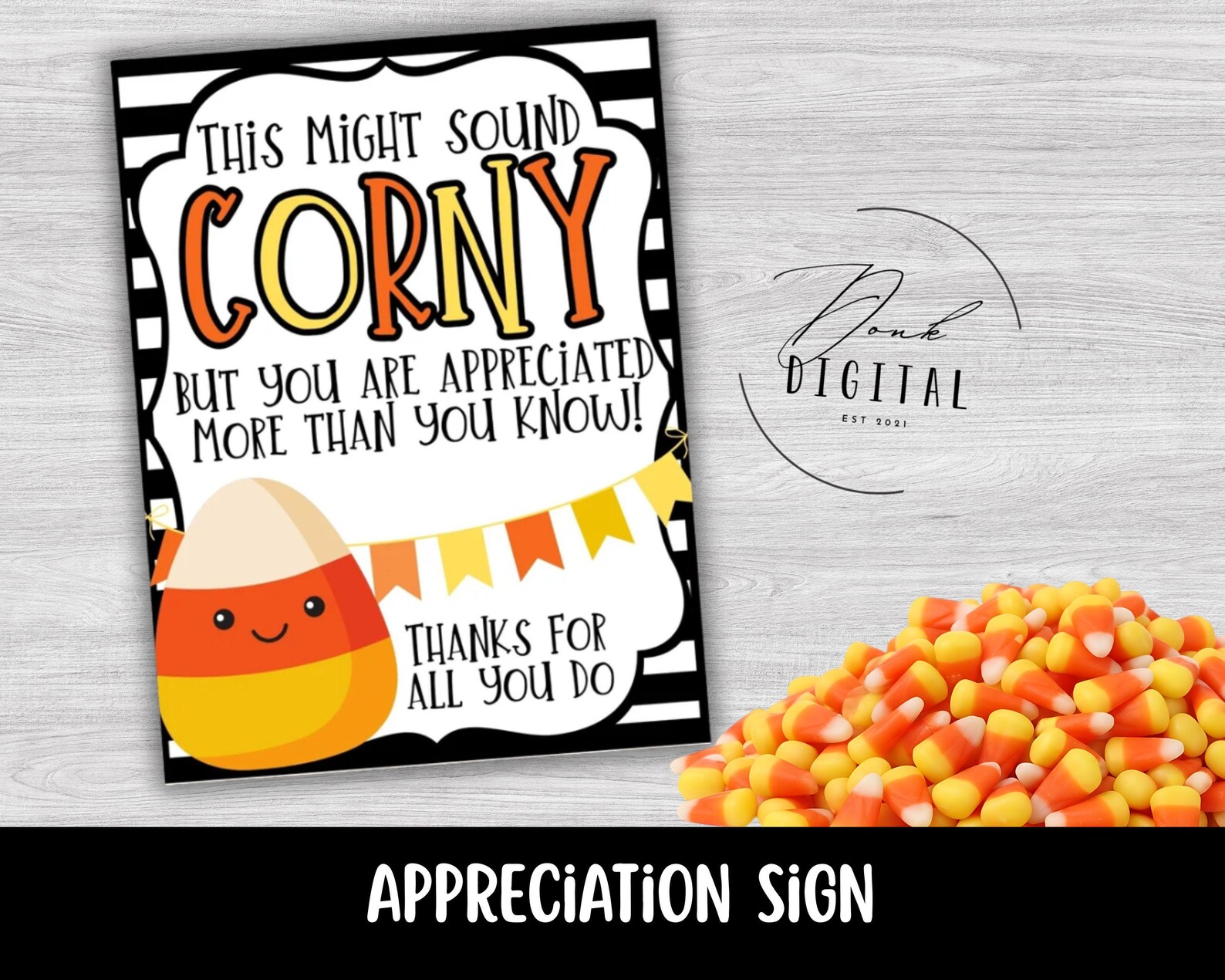 Candy Corn Appreciation Sign: Halloween Thank You Gift (PDF) - Etsy