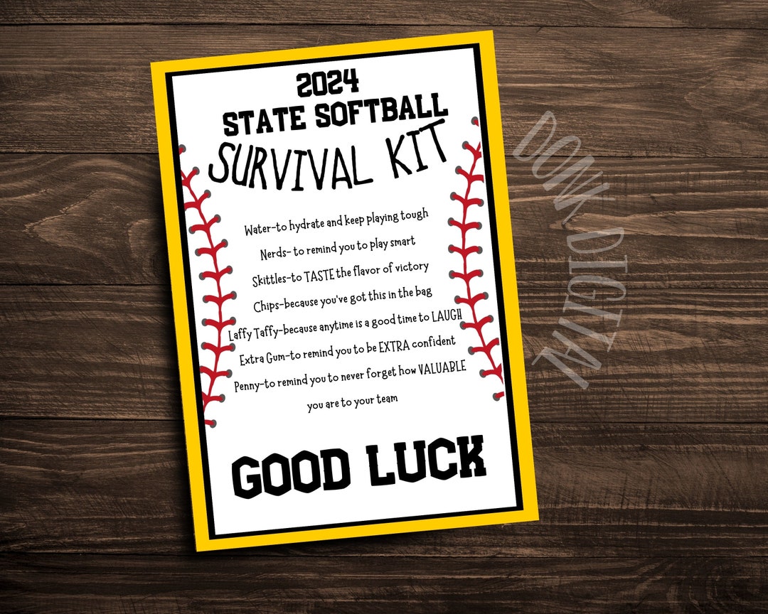 State Softball Survival Kit- Team Gift Printable - Sports Tags ...