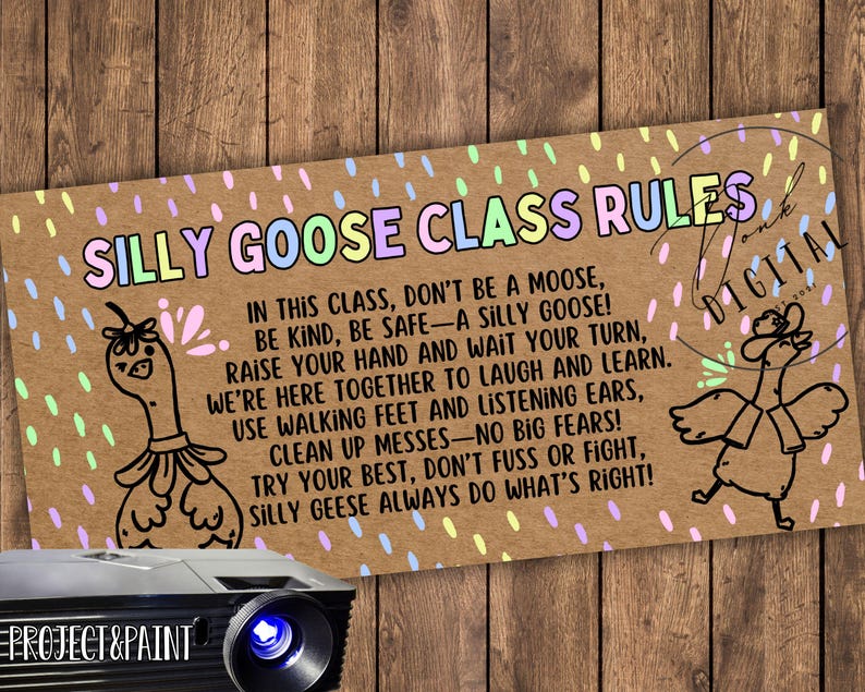 Silly Goose Rules Banner: Paint Your Own Classroom Decor (PDF Download ...