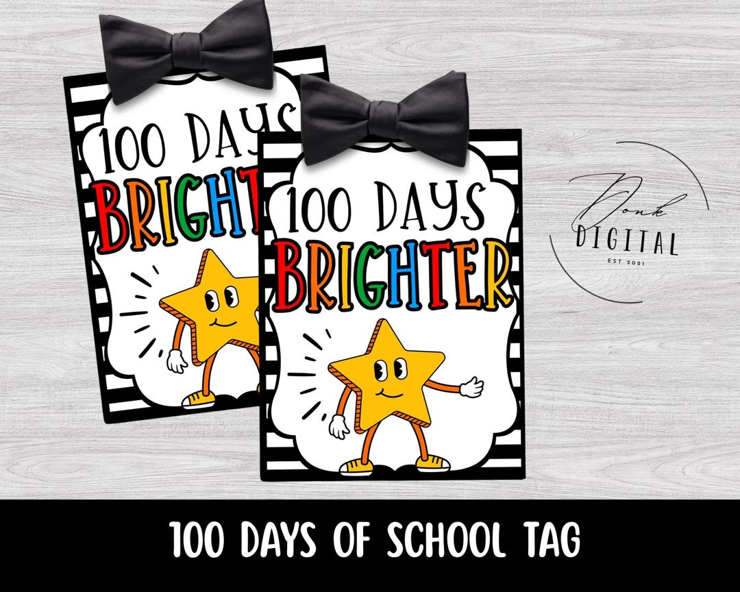 100 Days of School Printable Gift Tags: (PDF) - Etsy