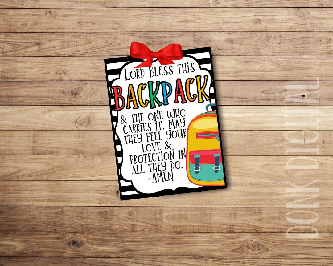 Backpack Prayer Tag - Sunday School Printable - Church Printable ...