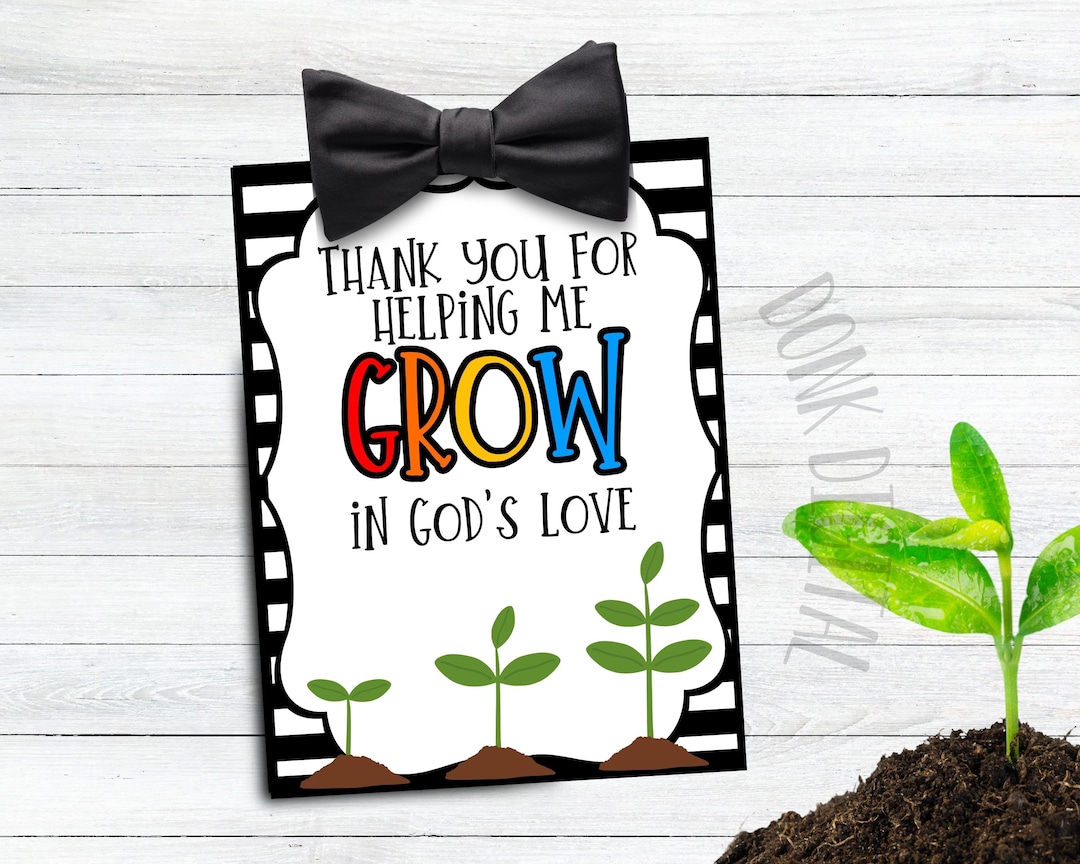 Printable Christian Thank You Tags – "thank You for Helping Me Grow in God's Love!" – Gift Tags ...