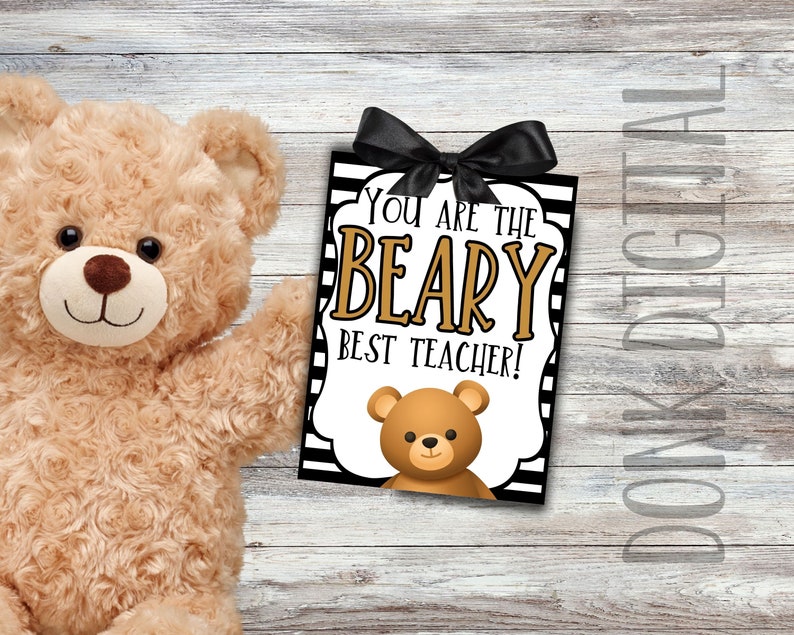 Bear Teacher Gift Tag: Printable (PDF) - Etsy