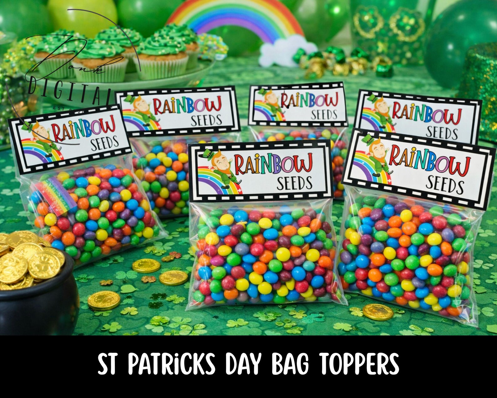 Rainbow Seeds Bag Topper: St Patrick's Day Favor (PDF Printable) - Etsy