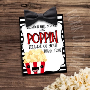 Vacation Bible School Thank You Tag: Popcorn(pdf Printable) - Etsy