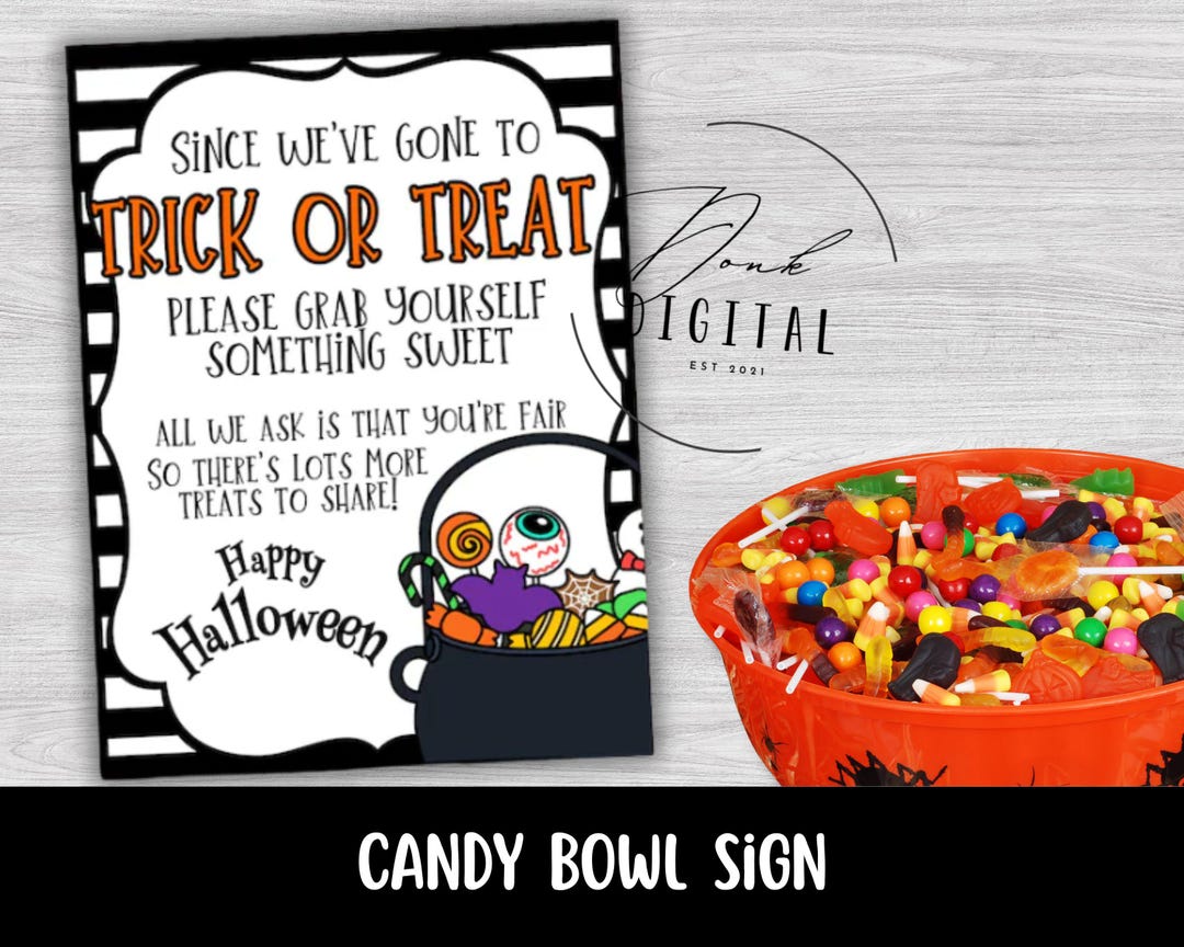 Halloween Candy Sign: Trick or Treat Door Decor (PDF) - Etsy