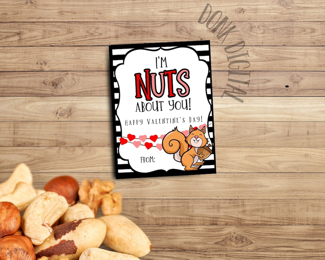 I'm NUTS About You Valentine - Happy Valentines Day- Valentines Card ...