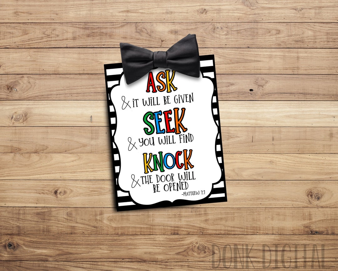 Ask Seek Knock - Sunday School Printable - Church Printable - Religious ...
