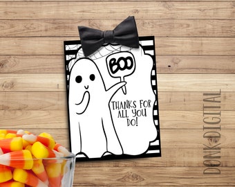 PRINTABLE Halloween Gift Tags, Boo Thanks for All You Do Halloween ...