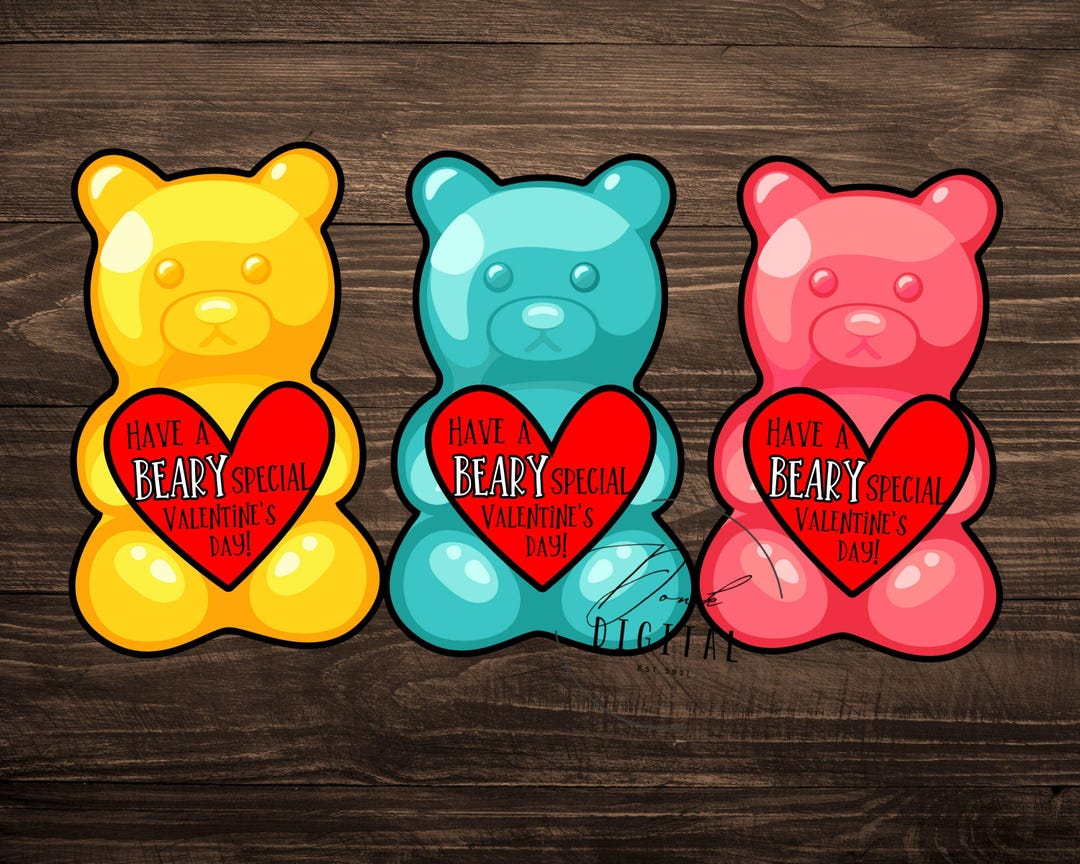Gummy Bear Valentines – Printable Tags (teal, Yellow, Pink) – "have a ...