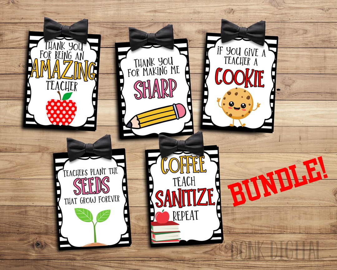Teacher Appreciation Tag Bundle- Teacher Appreciation- Thank You -staff ...