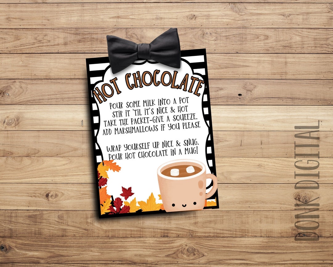 Fall Hot Chocolate Tags- Hot Cocoa Tag- Fall Favors- Hot Chocolate Tags ...