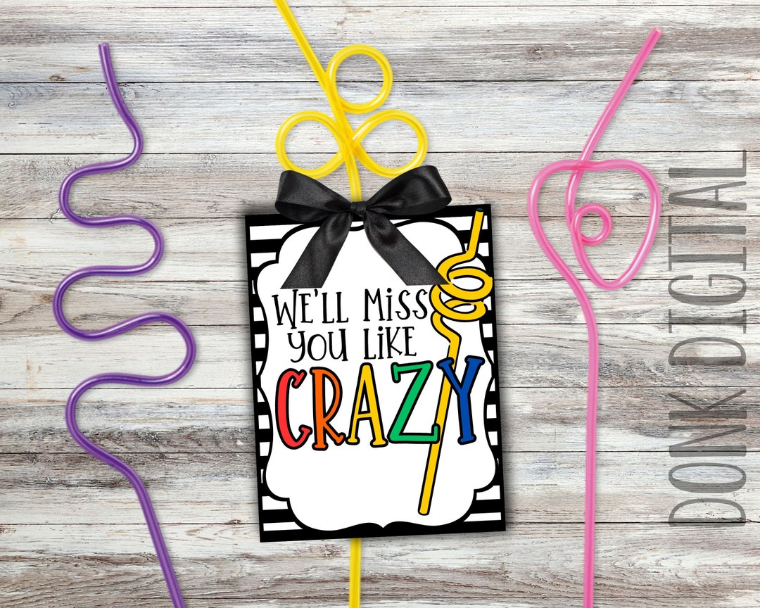 Summer Break Gift Tag: Crazy Straw Printable (PDF) - Etsy