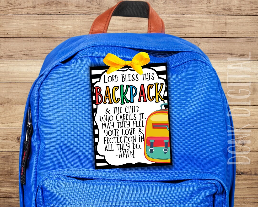 Backpack Prayer Tag Sunday School Printable Church Printable Religious ...