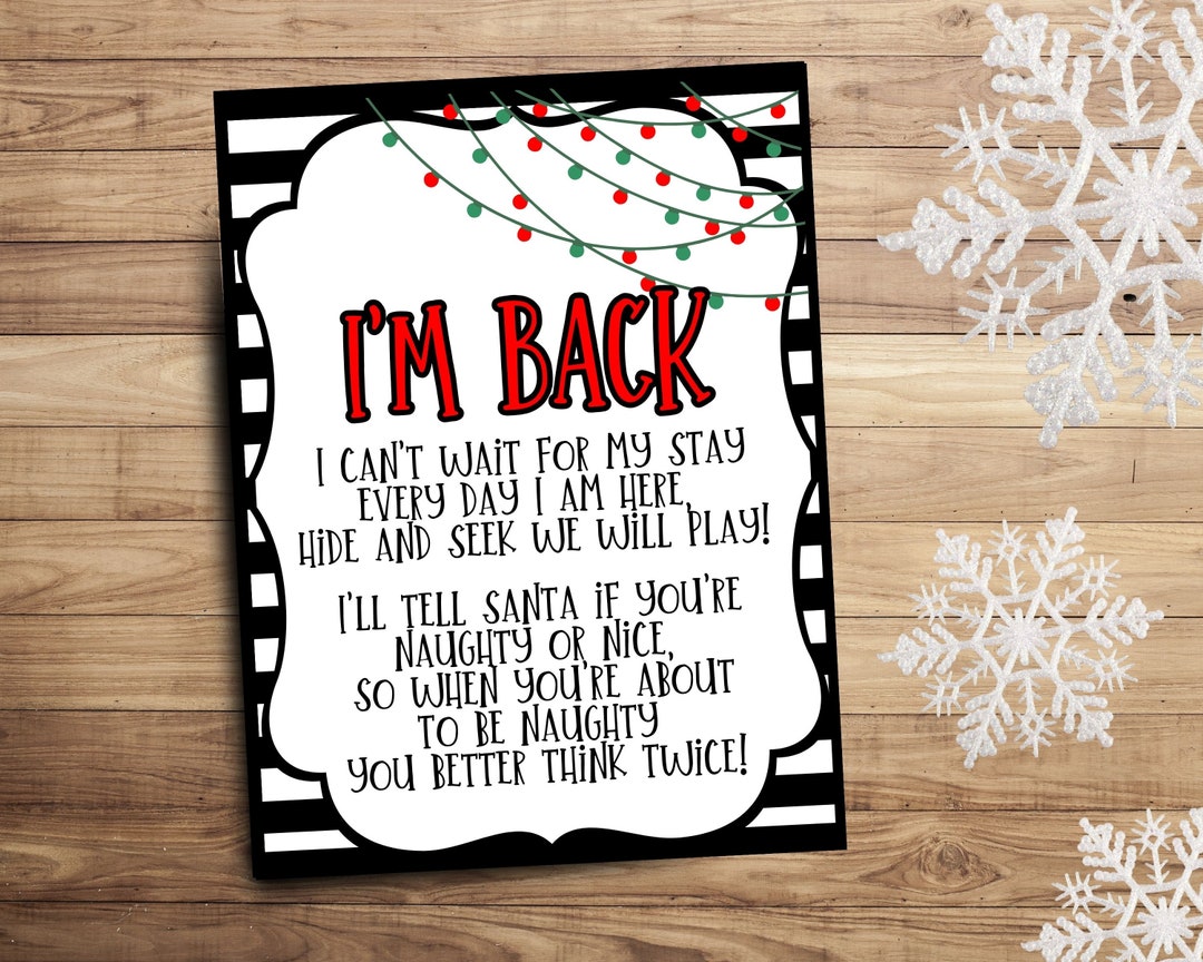 Elf Arrival Note Printable: I'm Back Christmas Tradition (PDF) - Etsy