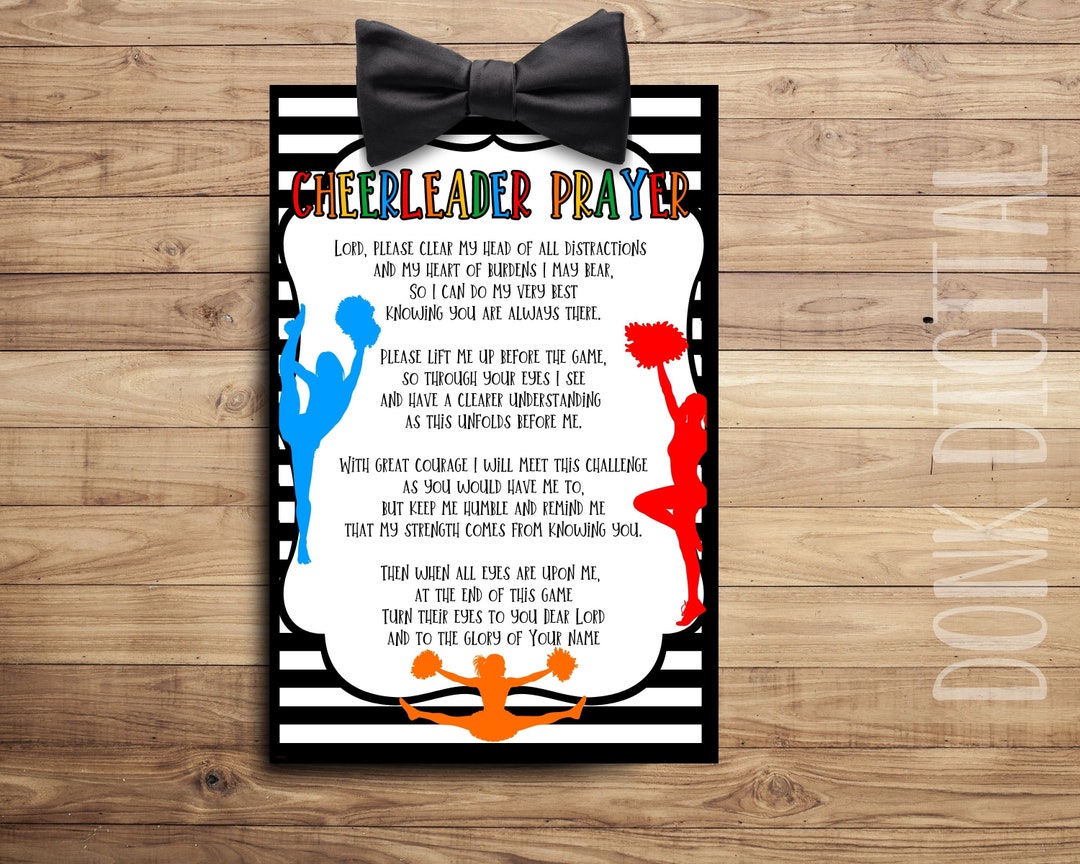 Cheerleader Prayer - Team Gift Printable - Sports Tags- Cheer Gift ...