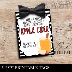 Apple Cider Employee Appreciation Tag: Fall Thank You (digital Download ...