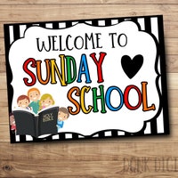 Welcome to Sunday School Poster Colorful Sunday School Classroom Decor ...