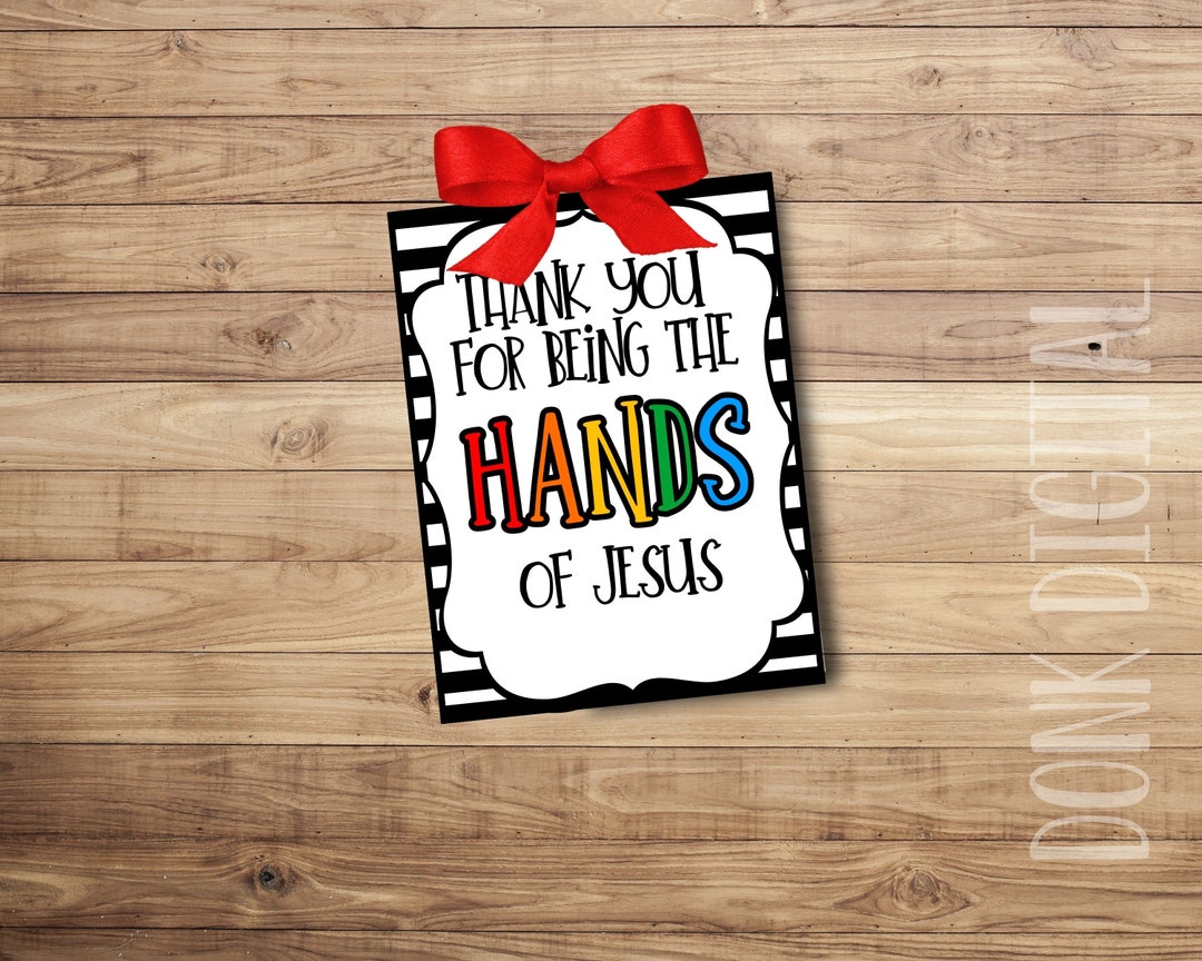 Thank You for Being the HANDS of Jesus Sunday School Printable Church ...