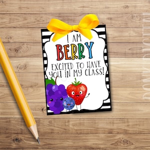 Berry Excited Student Gift Tag: Teacher Printable (PDF) - Etsy
