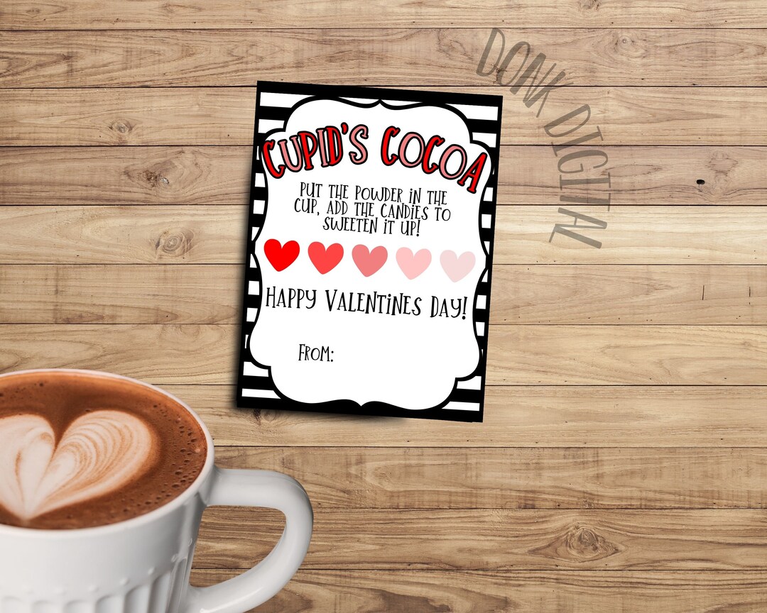 Cupids Cocoa Tag - Printable Valentines - Class Valentine Hand Out ...