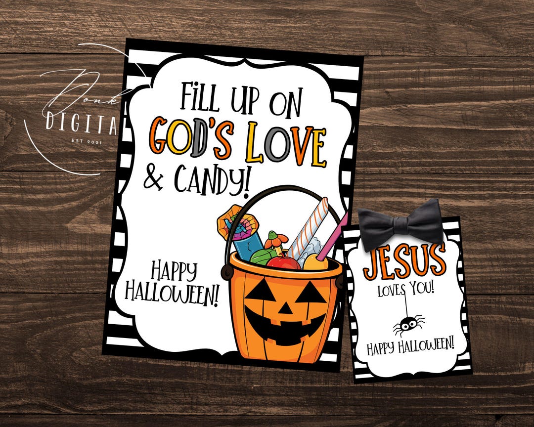 Religious Halloween Sign & Tags: God's Love, Jesus Loves You (digital ...