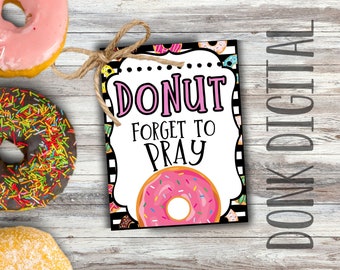 Donut Forget to Pray Printable Bible Wall Art, Affirmation Art, Kids ...