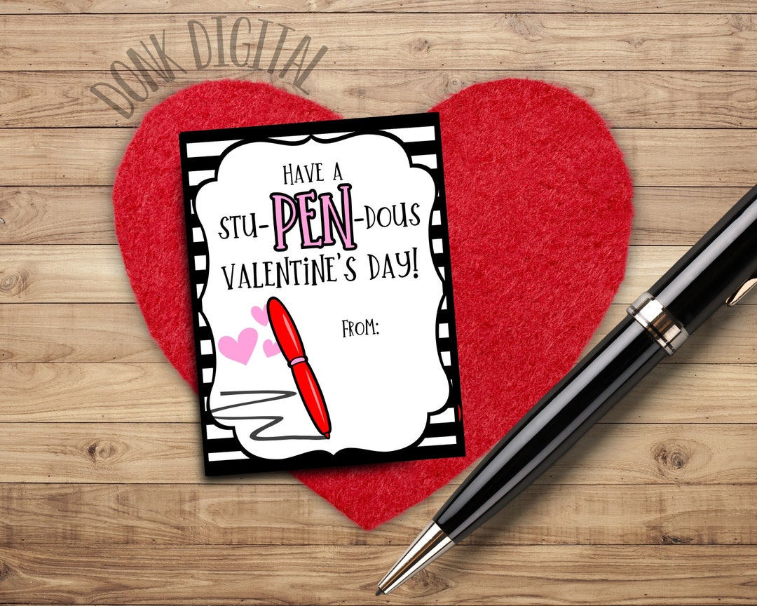 Pen Valentine's Day Cards: Printable Pen Gift (PDF) - Etsy