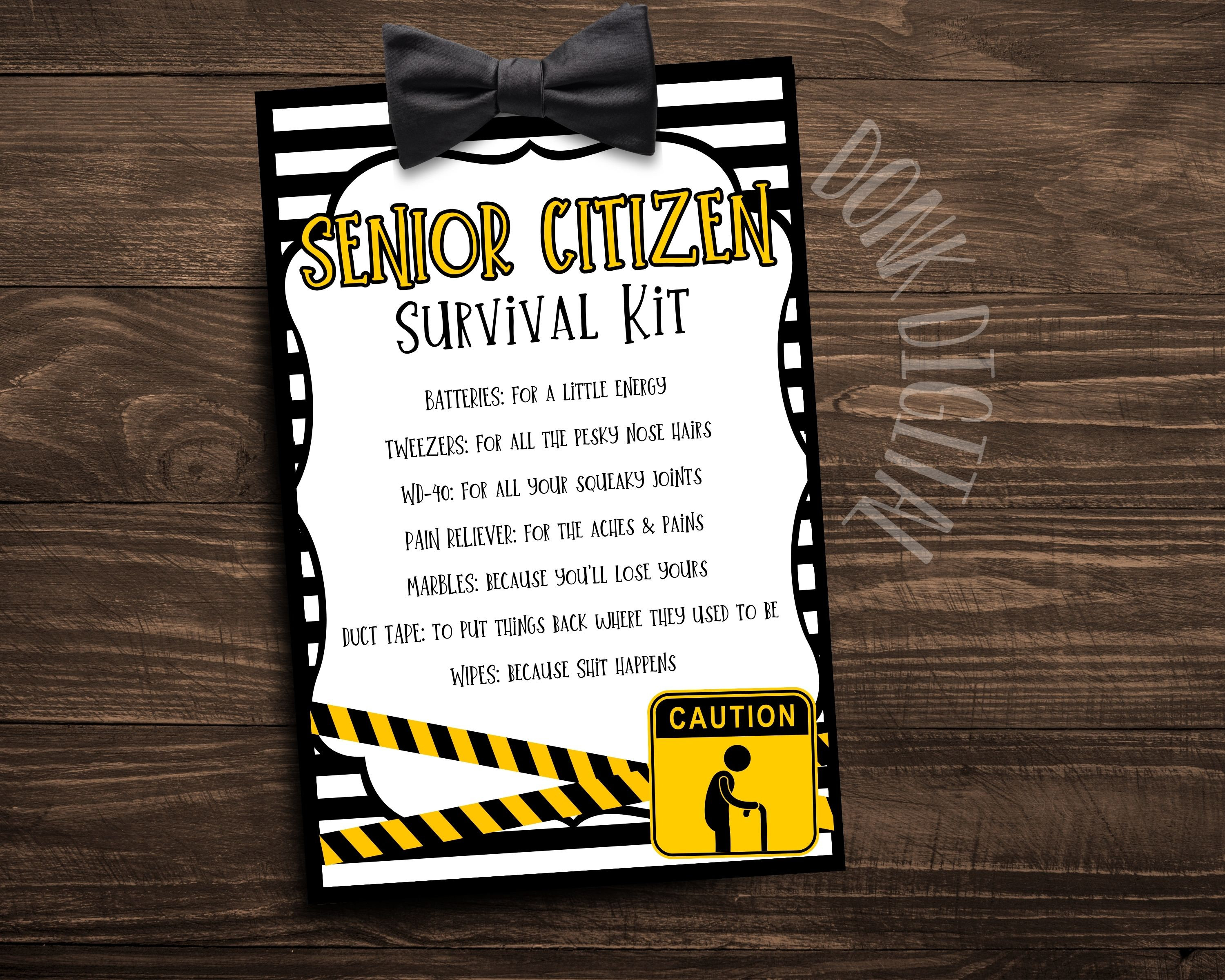 Funny Senior Citizen Survival Kit Print - Gag Birthday Gift (PDF) - Etsy