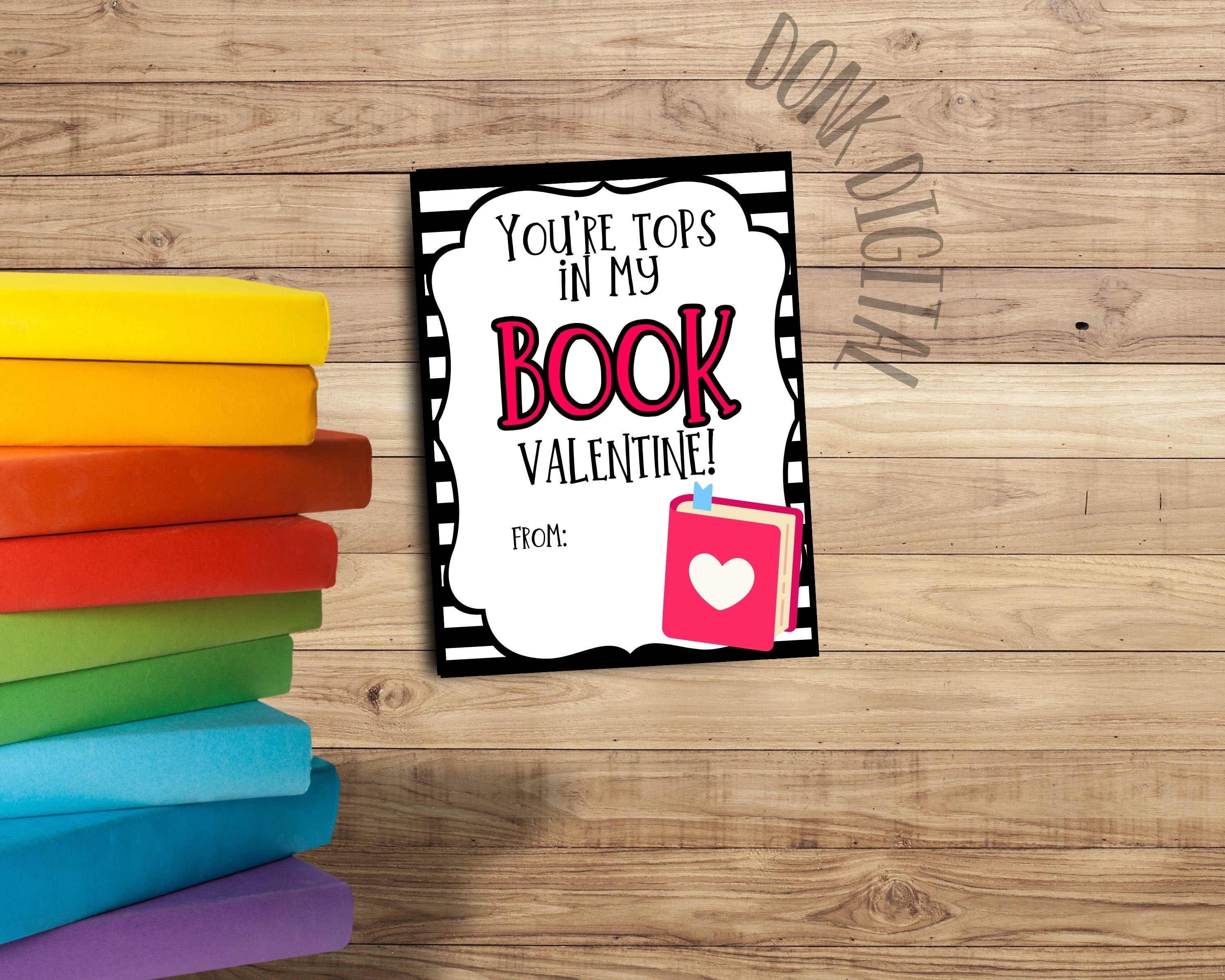 Book Valentine's Day Card: Printable Classroom Valentines (PDF) - Etsy