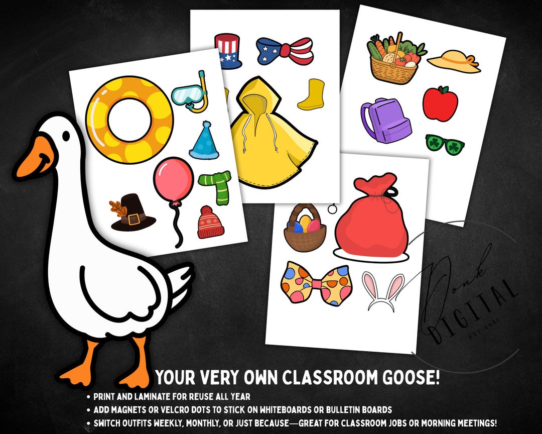 Printable Class Goose With Holiday Outfits: Classroom Decoration (PDF ...
