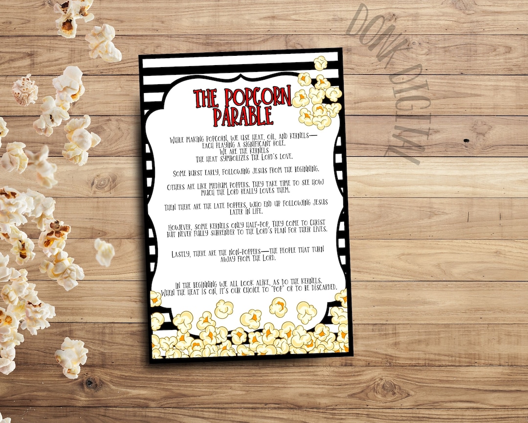 The POPCORN Parable- Bible Verse- Religious - Church Printable - - Etsy