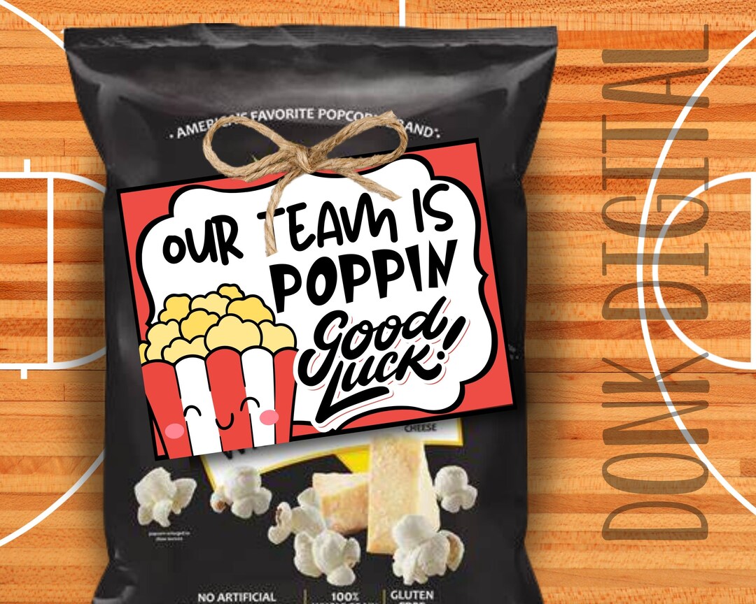 Team Poppin' Popcorn Gift Tag: Good Luck Favor (PDF Download) - Etsy