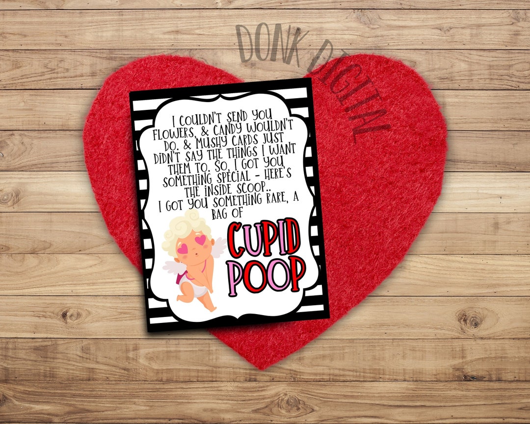 Cupid Poop Tag -funny Valentine's- Printable Valentines - Printable ...