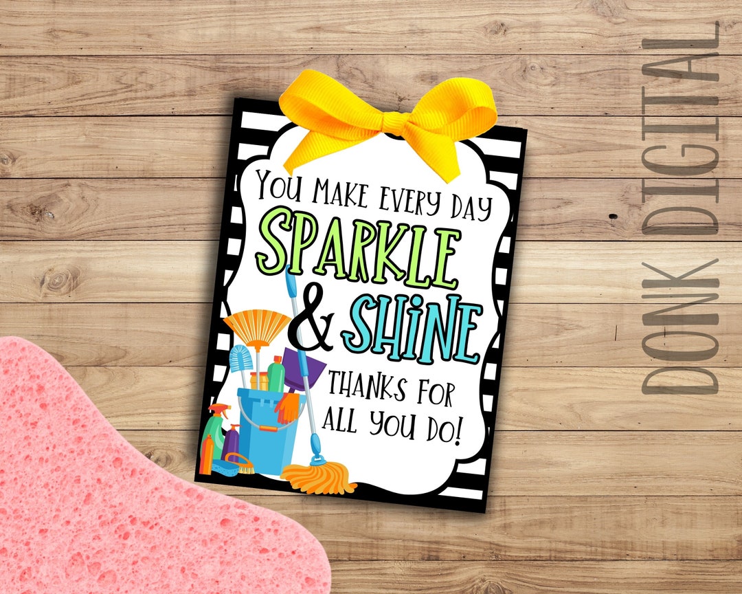 Janitor Appreciation Tag: Sparkle & Shine Thank You (PDF) - Etsy