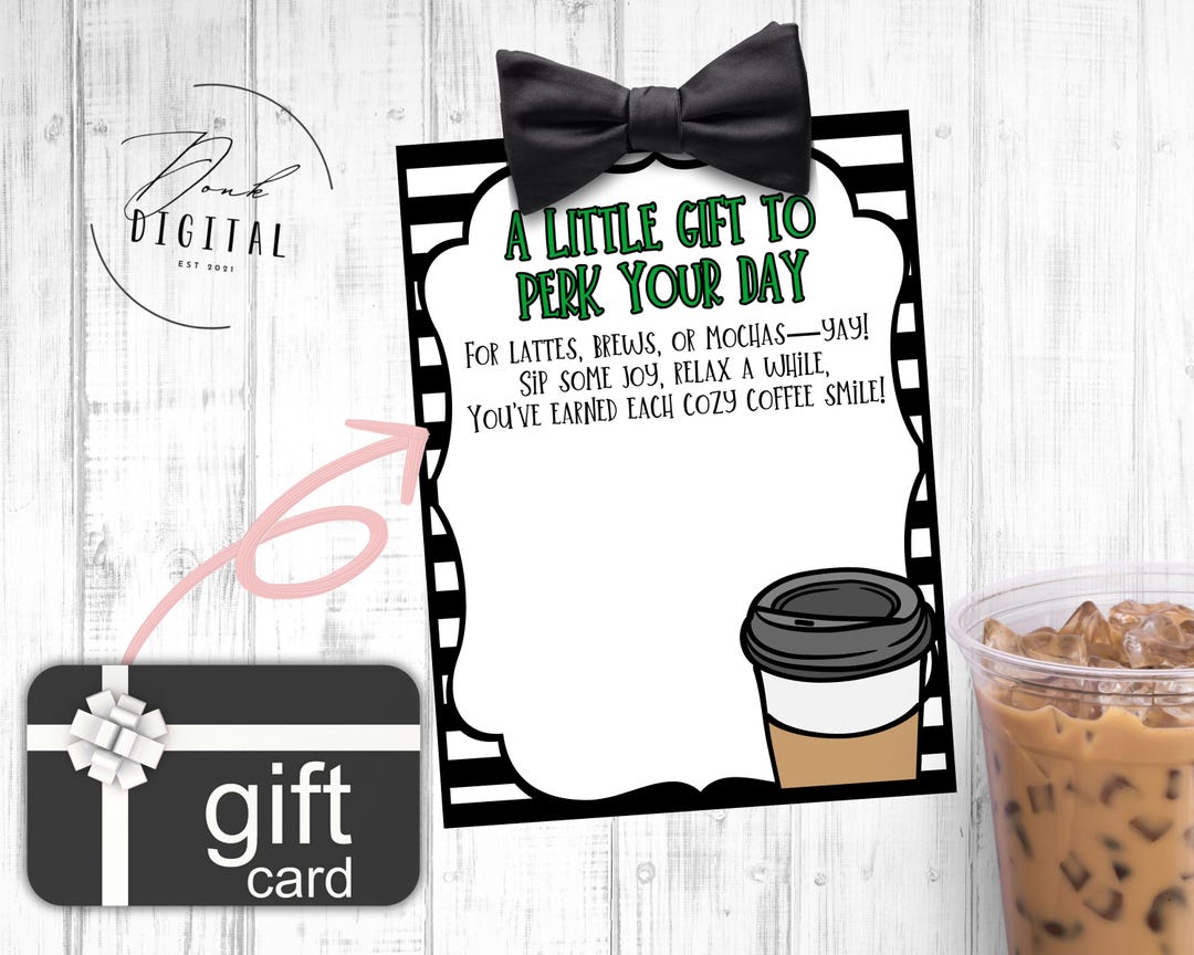 Coffee Gift Card Holder Tag: Printable Poem Sleeve (digital Download ...