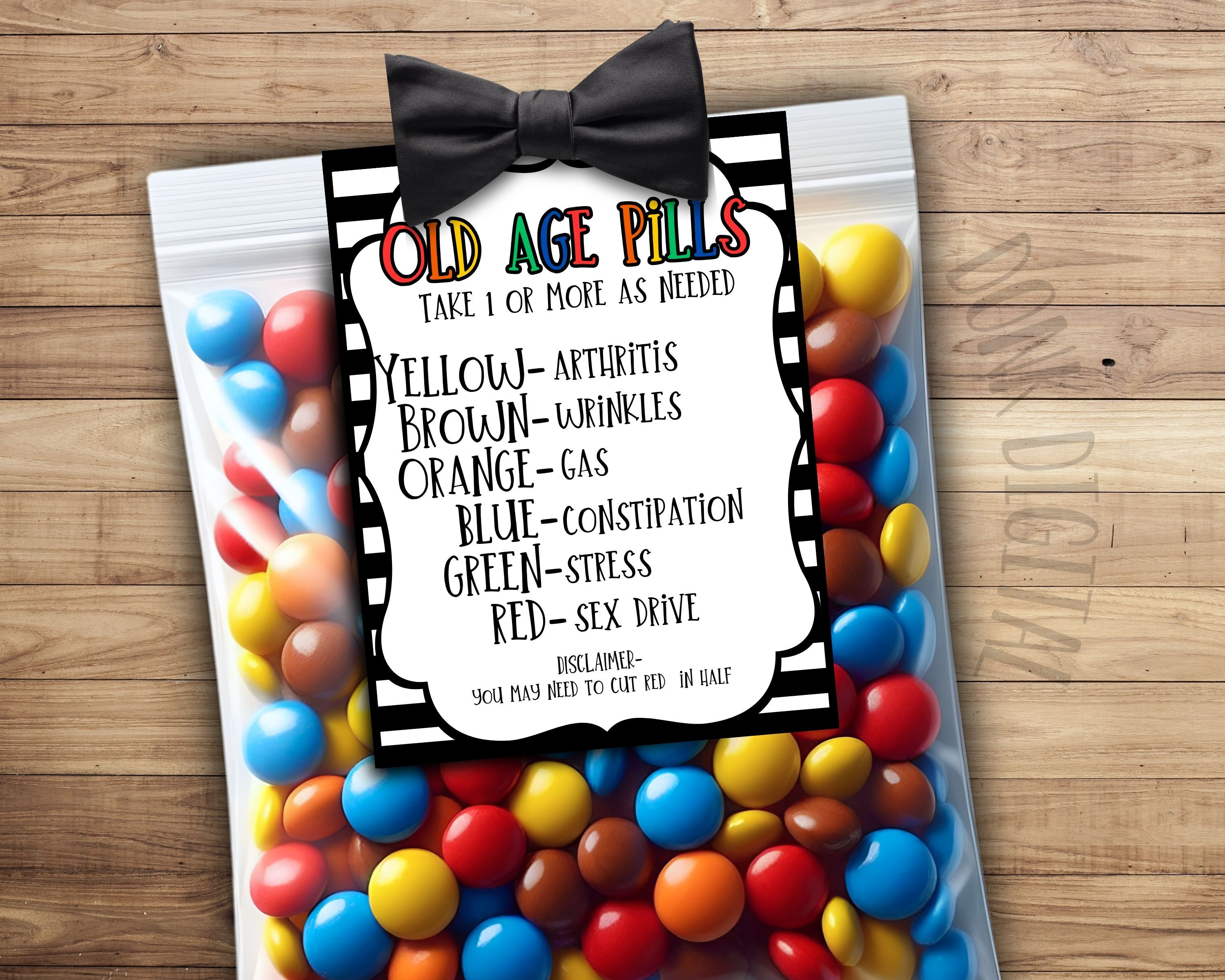 Old Age Pills Tag: Funny Birthday Gag Gift (printable) - Etsy