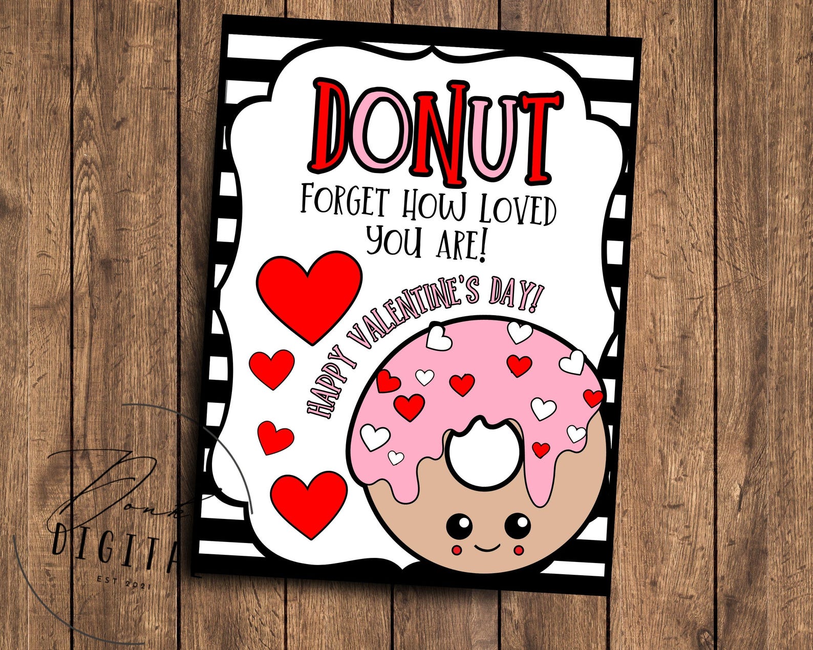 DONUT Forget How Loved You Are- Valentines Donuts- 8x10"-happy ...
