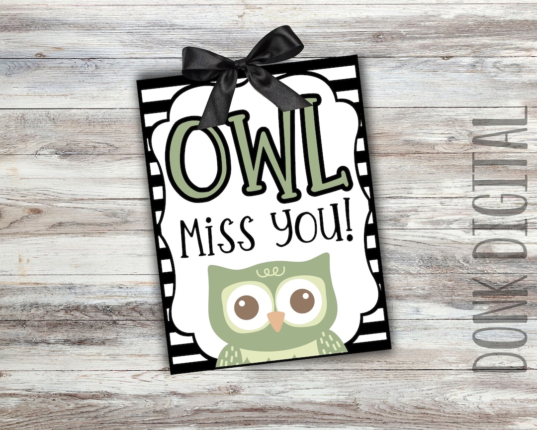 OWL Miss You -missing You Gift - Student Gift - Friend Gift- Miss You ...