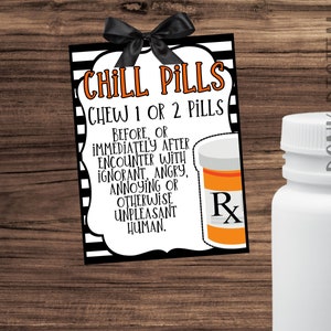 Chill Pills Tag- Funny Printable- Gag Gift- Gag Gift Tag- - Etsy