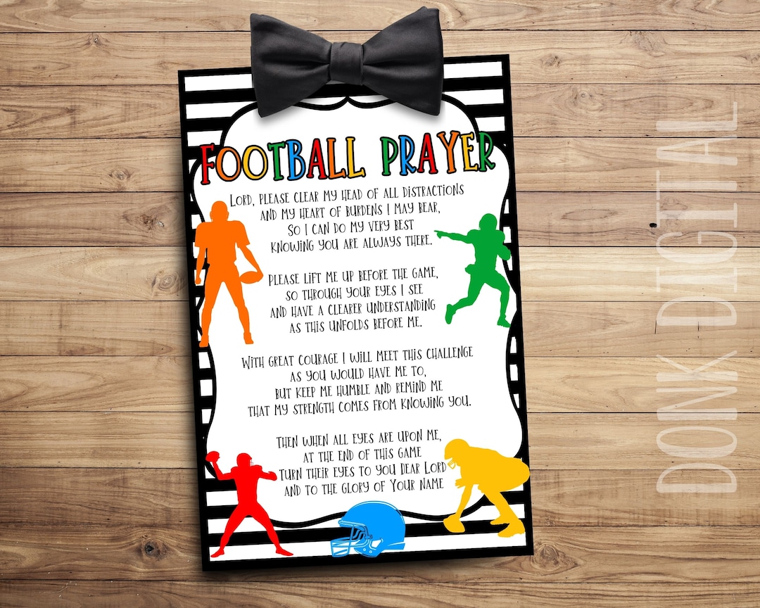 Football Prayer - Team Gift Printable - Sports Tags- Football Gift ...