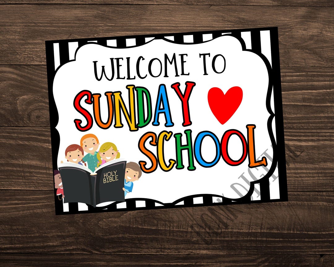 Welcome to Sunday School Sign- Sunday School Printable - Church ...