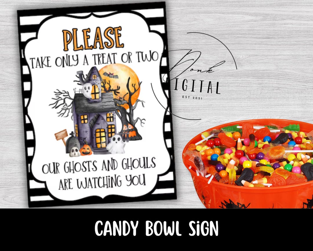 Halloween Candy Sign: Trick or Treat Door Decor (PDF) - Etsy