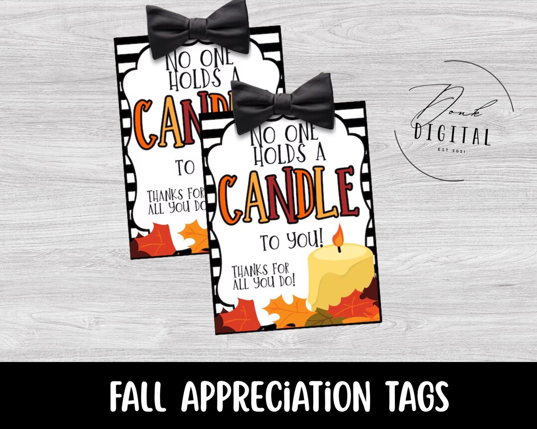 Fall Candle Appreciation Tag: Teacher, Staff Gift (PDF) - Etsy