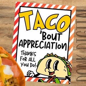 TACO Bout Appreciation Sign - Employee Appreciation- Teacher Lunch ...