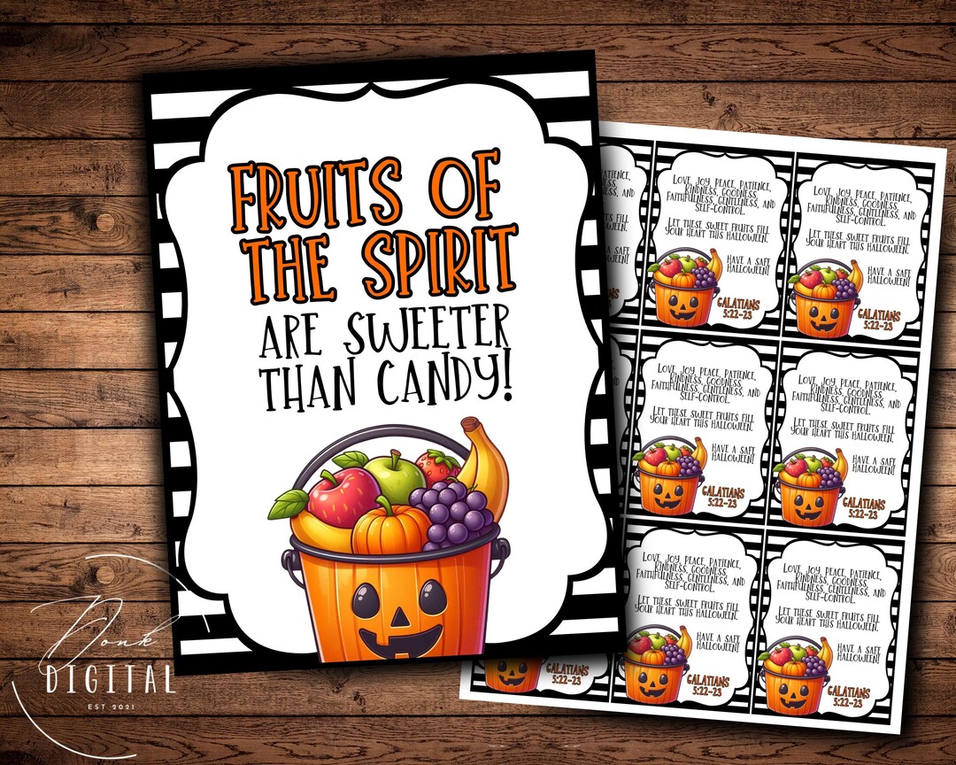 Fruits of the Spirit Halloween Sign & Tags: Church Trunk or Treat ...