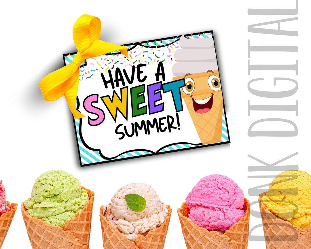 Sweet Summer Ice Cream Gift Tag: Printable Student Gift (PDF) - Etsy