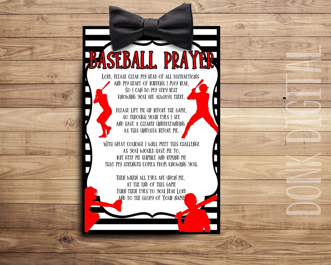 Baseball Prayer - Team Gift Printable - Sports Tags- Football Gift ...
