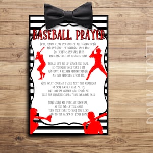 Baseball Prayer - Team Gift Printable - Sports Tags- Football Gift ...