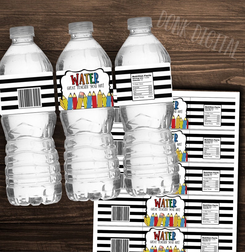 Teacher Appreciation Water Bottle Label: Printable Gift (PDF) - Etsy